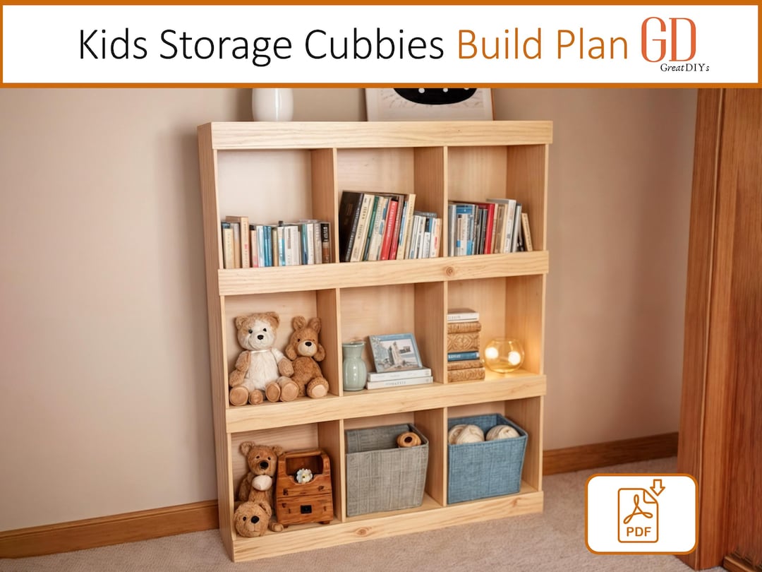 DIY Storage Cubbies, Montessori Bookshelf PDF Build Plan- DIY Children ...