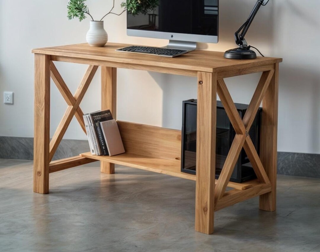 Office Desk Plans -diy Office Desk- Woodworking Plans- DIY Build Plans ...