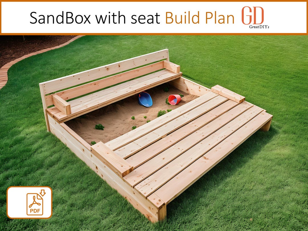 Diy Sandbox With Bench Seats Build Plan Pdf Download Etsy