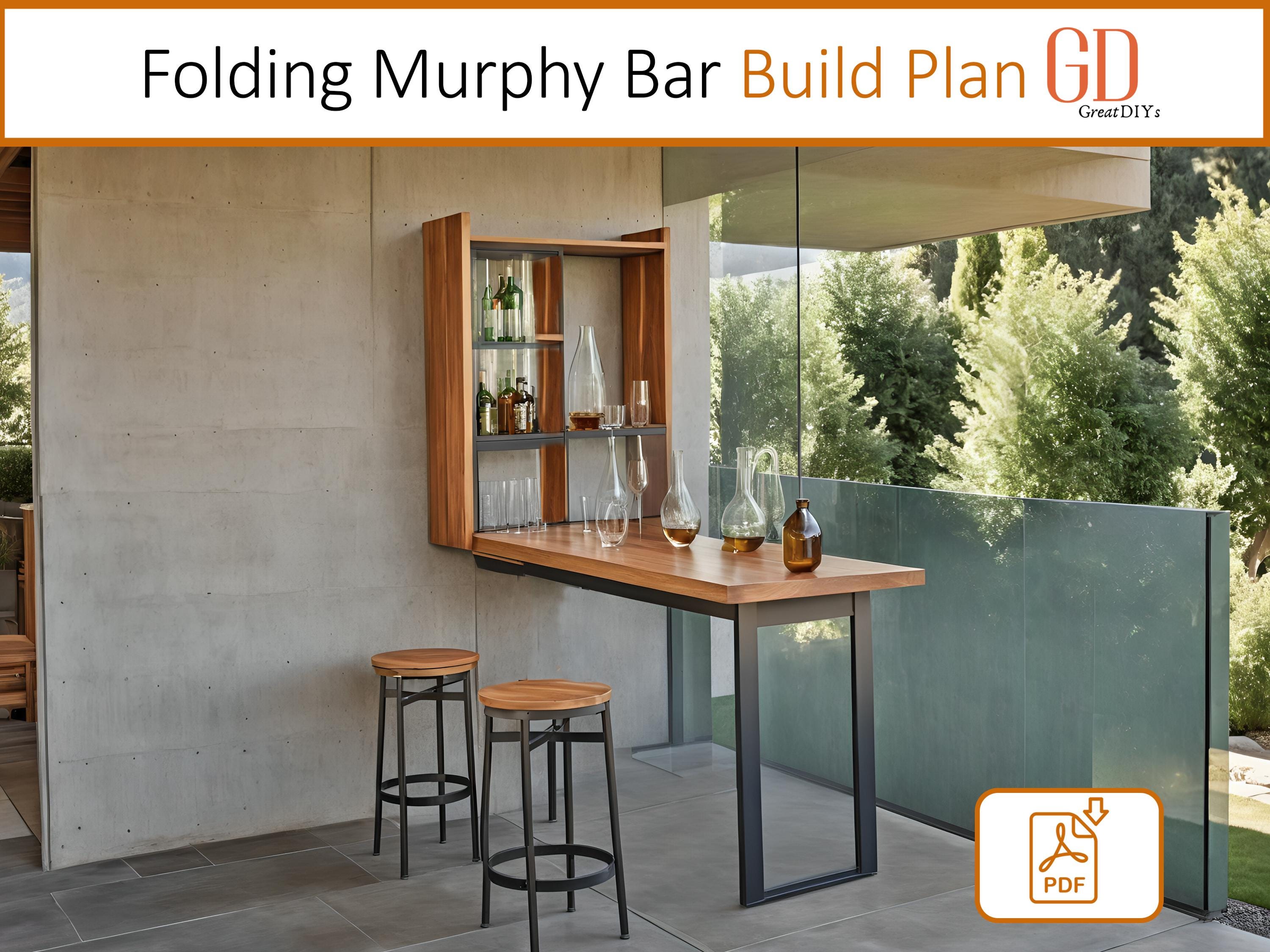 Collapsible Bar Plan (DIY Murphy Bar- Folding Bar, Wall Mounted Bar ...