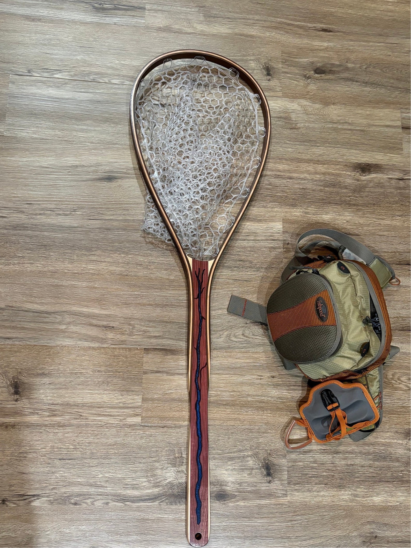 Long Handle Fly Fishing Net With Paduke Blue Stream Handle. Hoop is ...