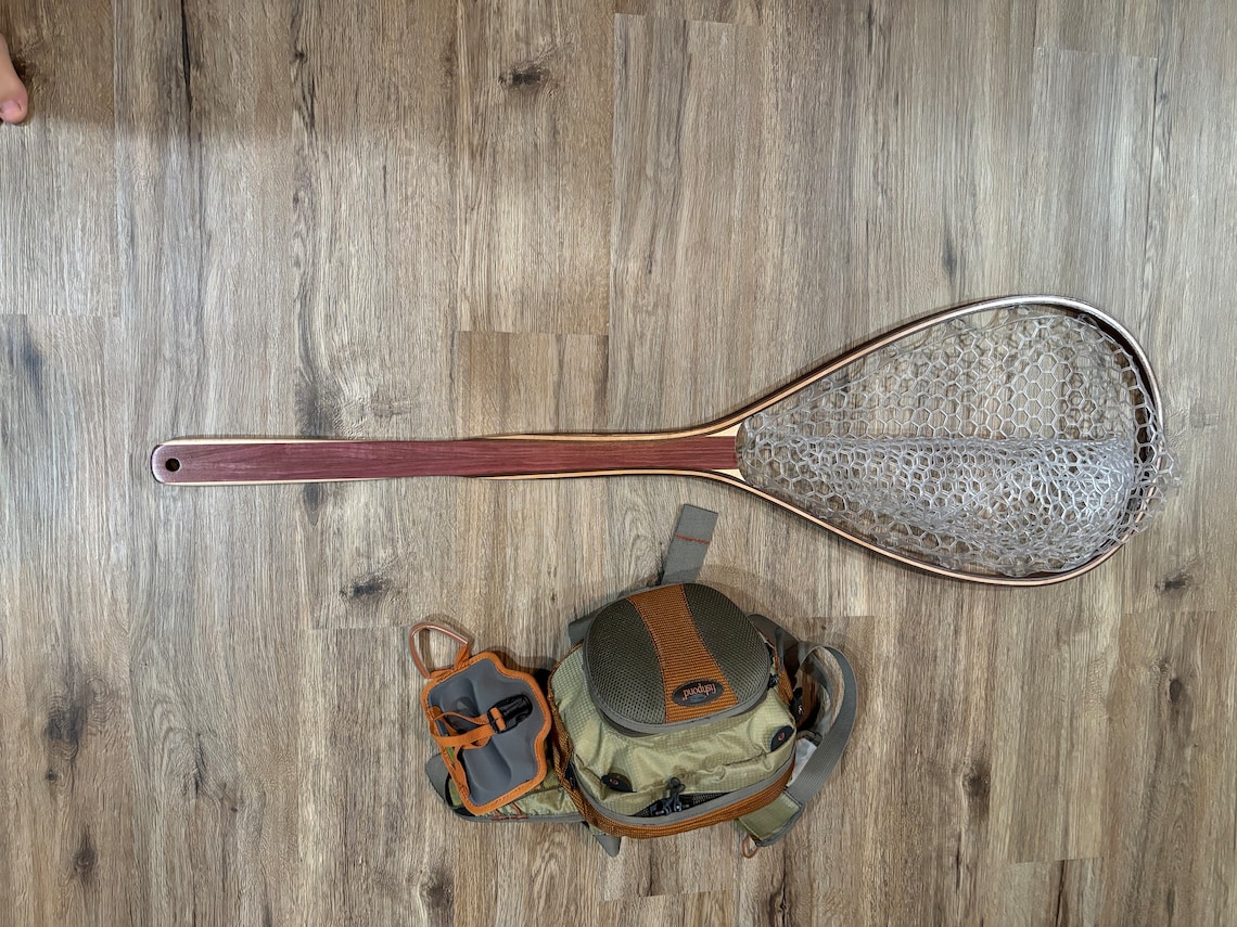 Long Handle Fly Fishing Net With Paduke Blue Stream Handle. Hoop is ...