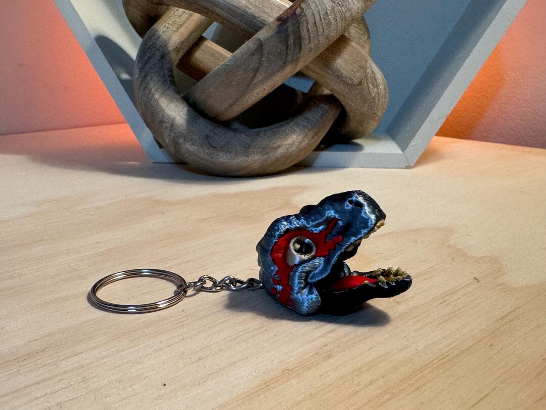 Dino Head Keychain | Red & Black | 3D Printed | Cute Toy | Fun Gift ...