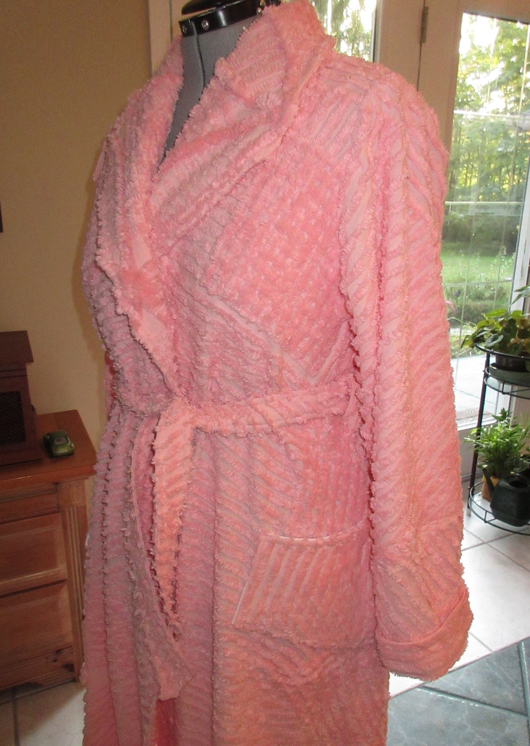 Women's Vintage Inspired Hollywood Chenille Bathrobe, Size L/XL, USA ...