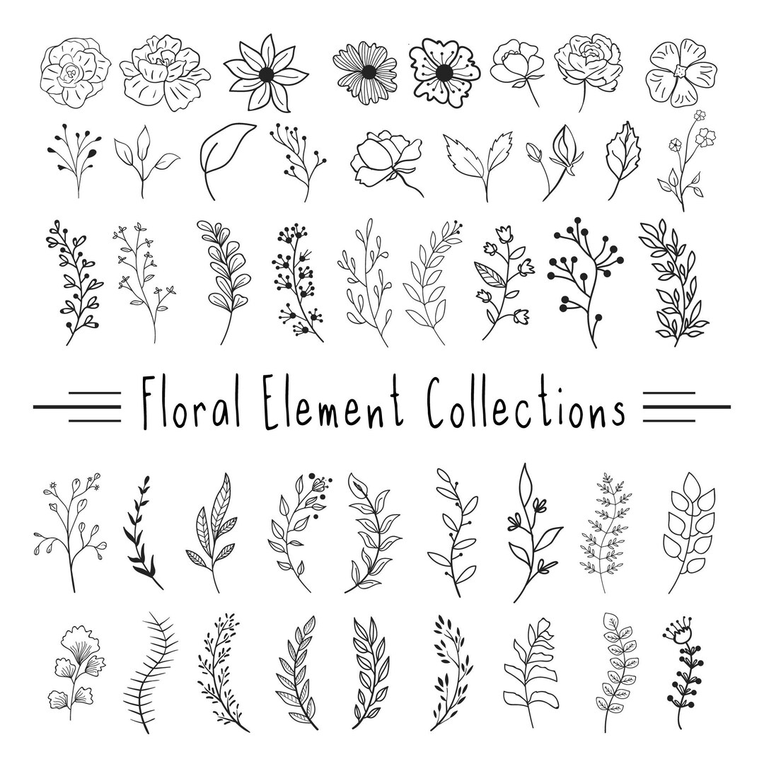 Floral Elements Svg, Bundle of Floral Element Svg, Floral Wreath Svg ...