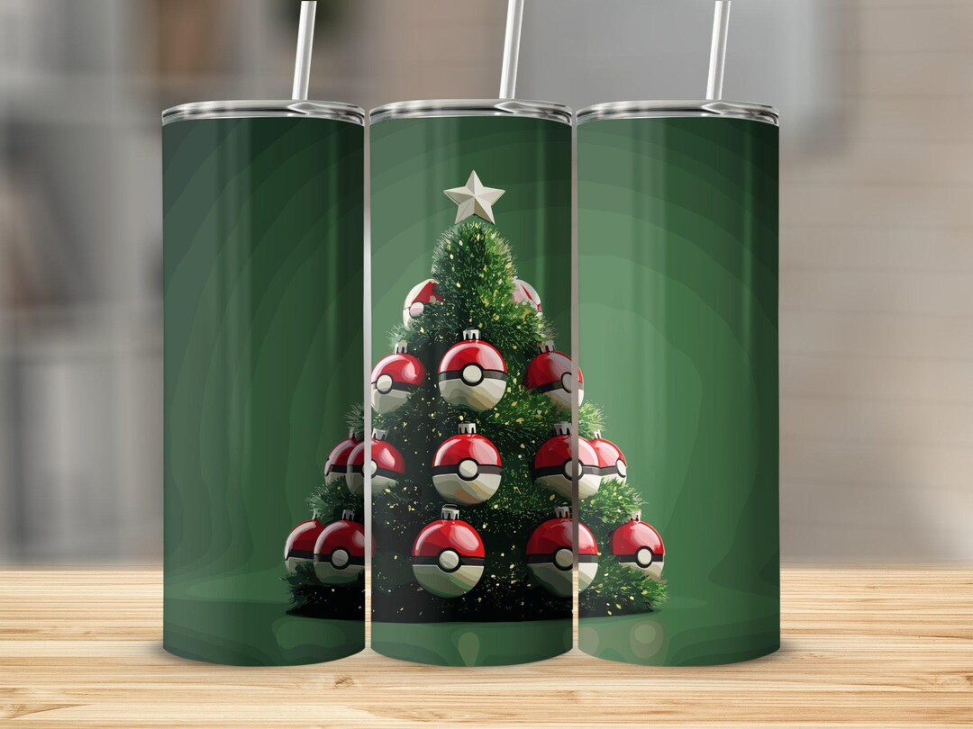 Christmas Poke Ball 20 Oz Skinny Tumbler Sublimation Design Straight ...