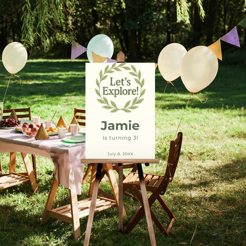 Editable Let’s Explore Bug Party Welcome Sign for Kids, Canva Printable ...