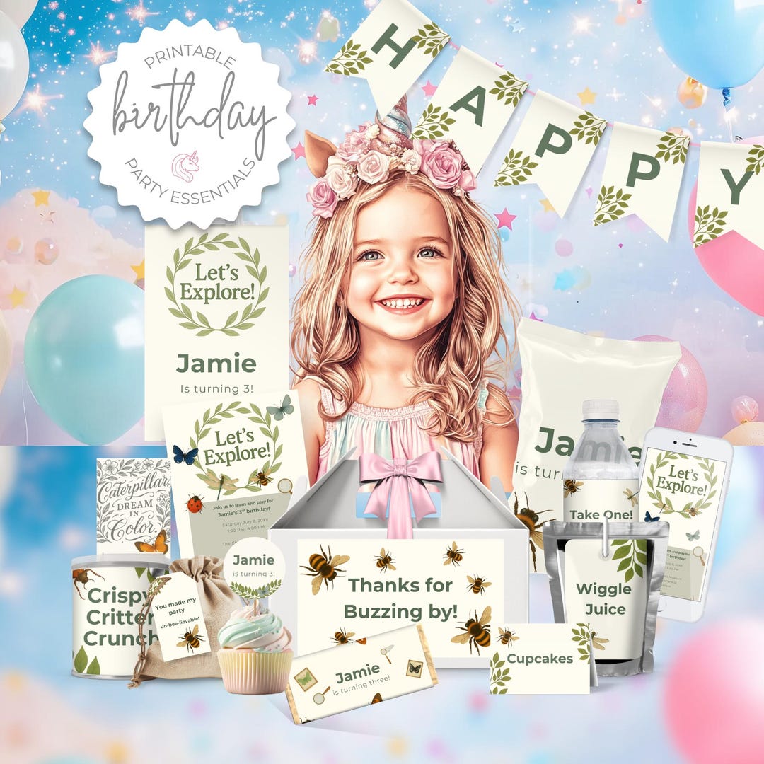 Bug Birthday Party Mega Bundle for Kids Museum Theme Editable Canva ...