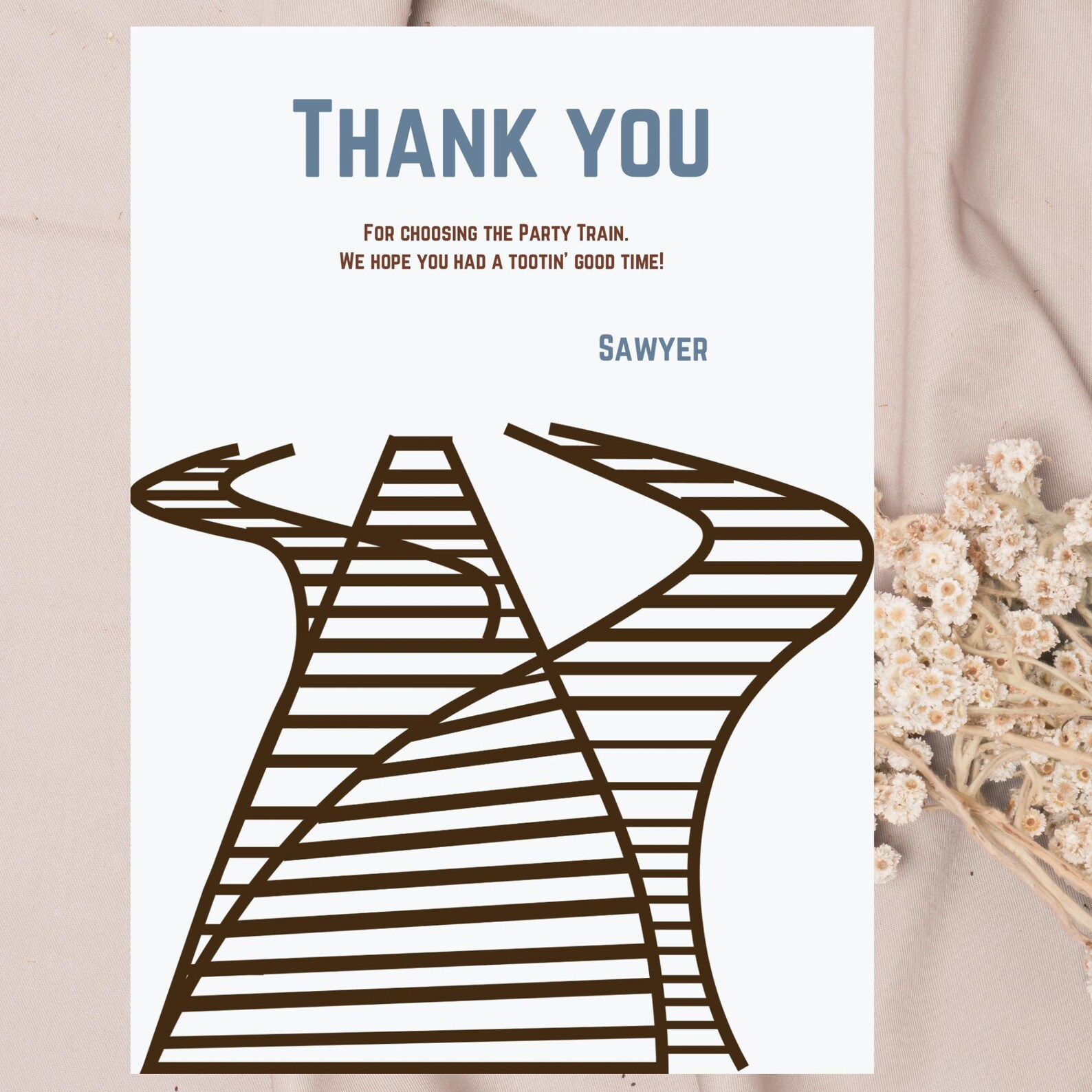 Train Birthday Thank You Card, Train Themed Birthday Party, Boys Party ...