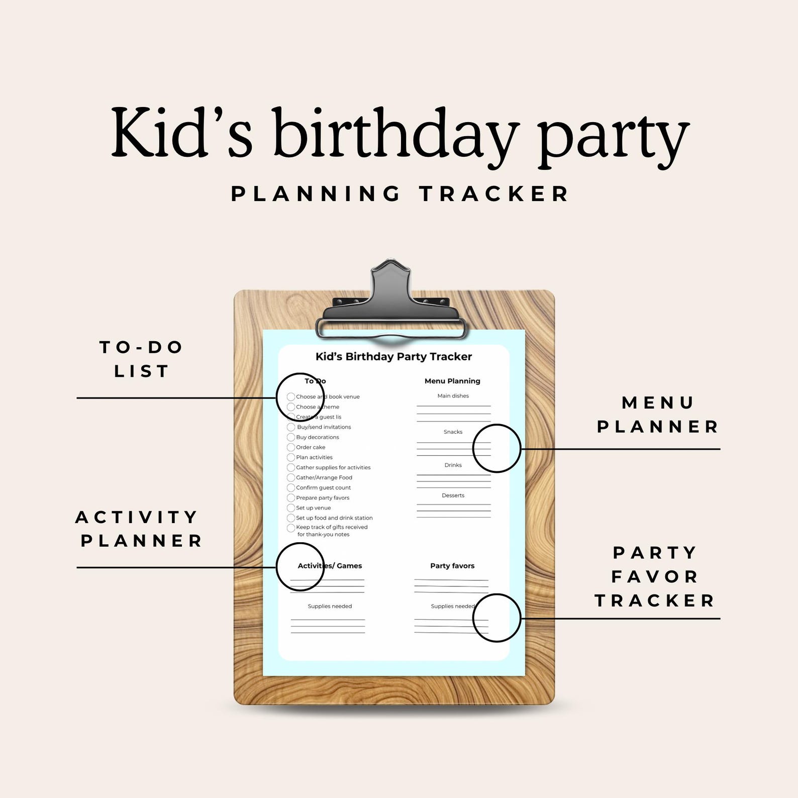 Kids Birthday Party Planner, Printable Party Checklist, Editable Canva ...