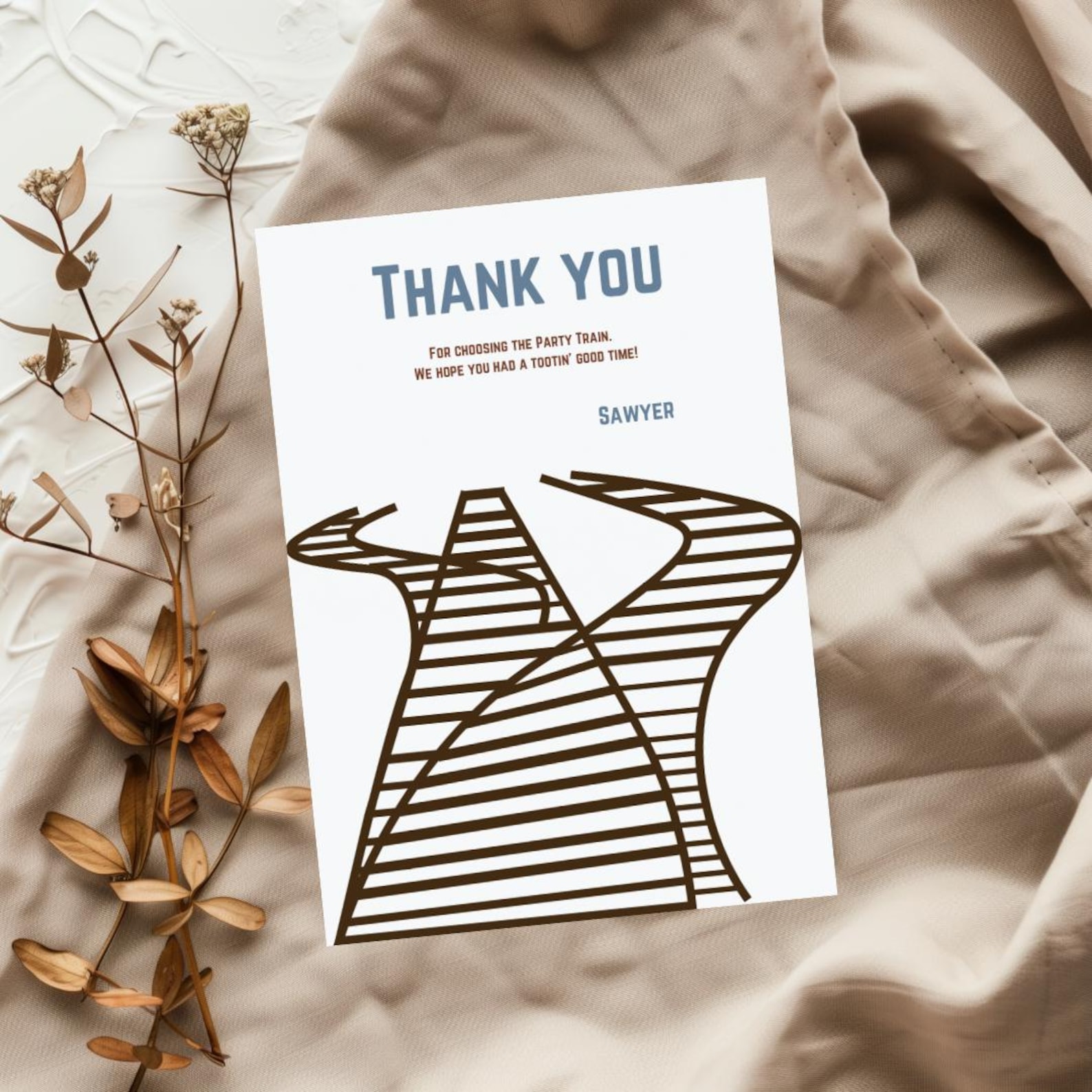 Train Birthday Thank You Card, Train Themed Birthday Party, Boys Party ...