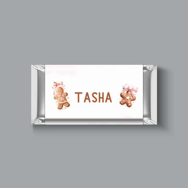 Gingerbread Birthday Candy Bar Wrapper, Girls Holiday Birthday Party ...
