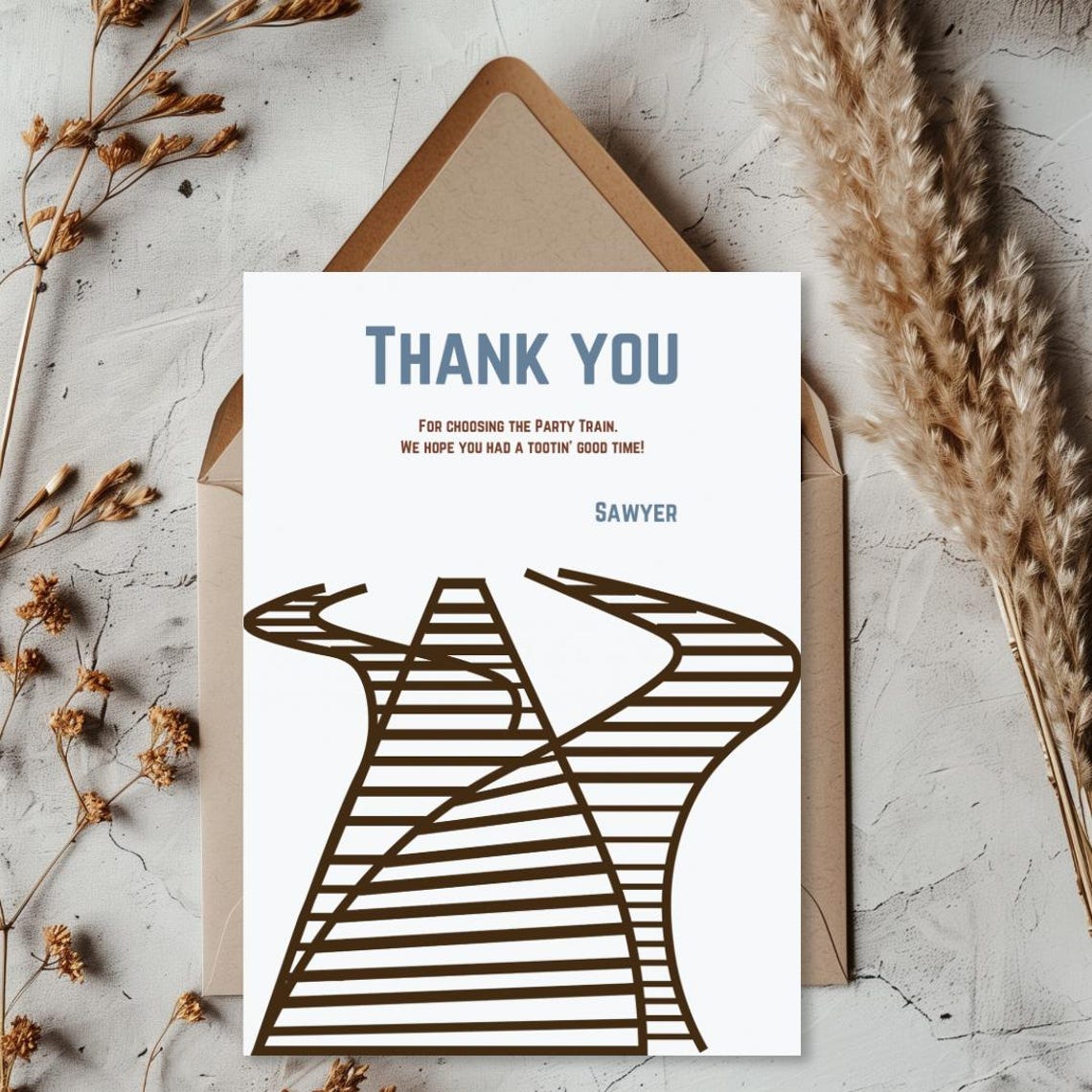 Train Birthday Thank You Card, Train Themed Birthday Party, Boys Party ...