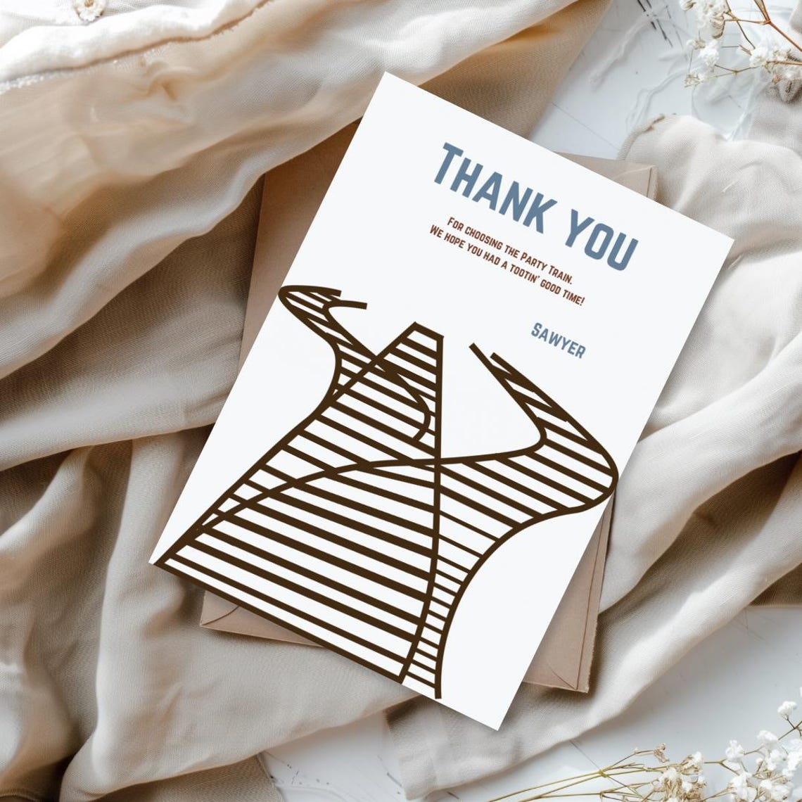 Train Birthday Thank You Card, Train Themed Birthday Party, Boys Party ...