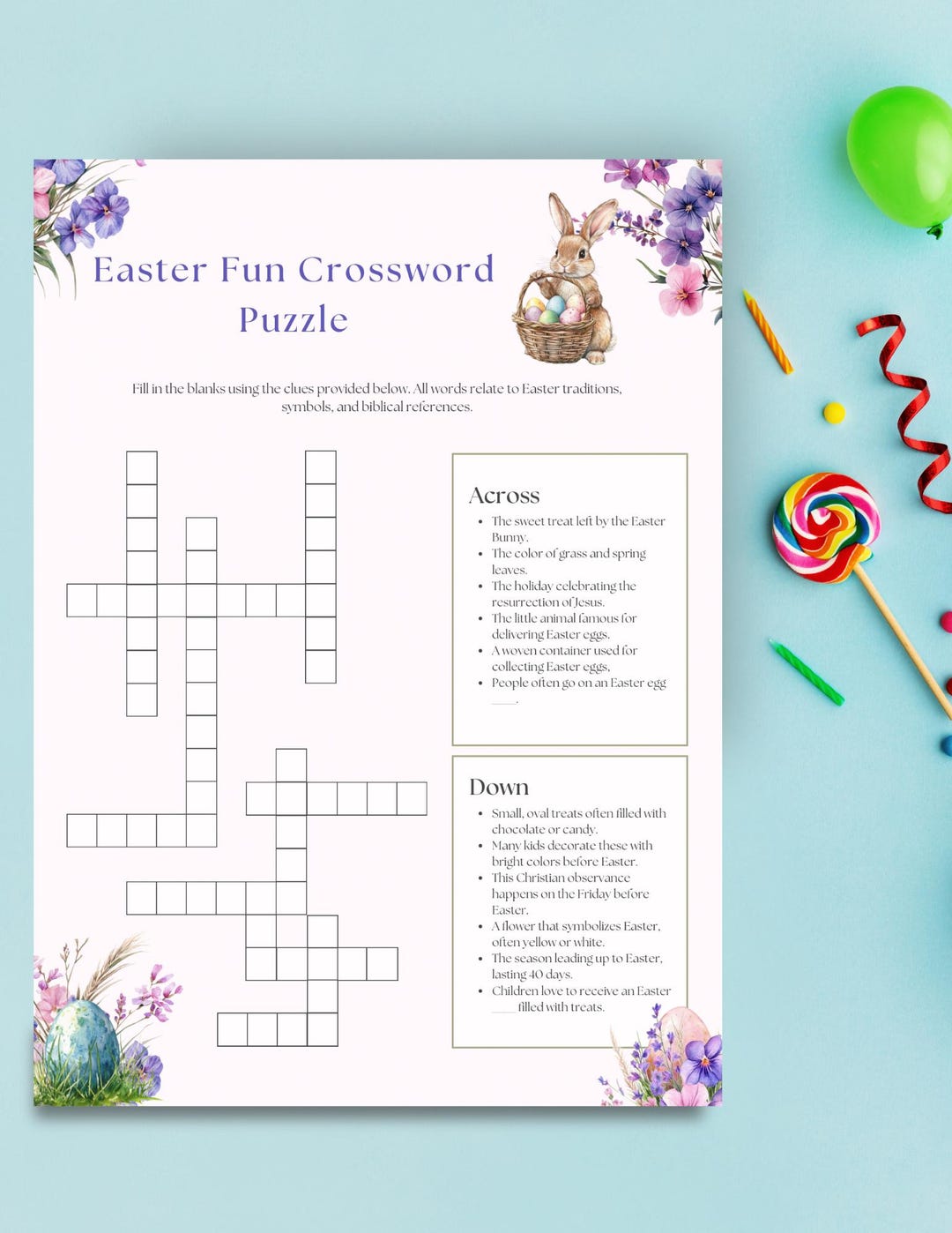 Easter Printables, Easter Crossword, Easter Party Game for Kids, Kids ...