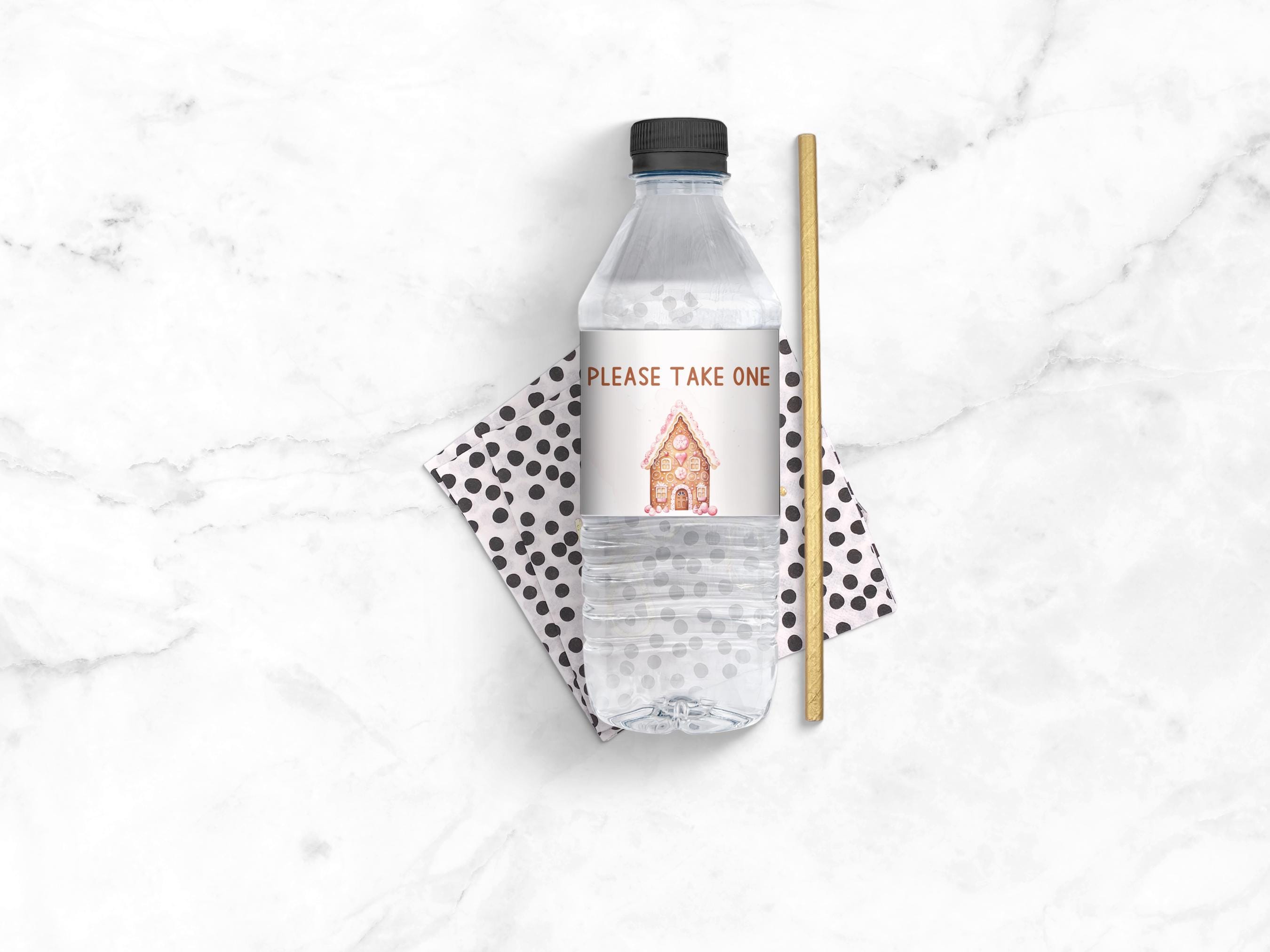 Gingerbread Water Bottle Label Template, Christmas Themed Birthday ...