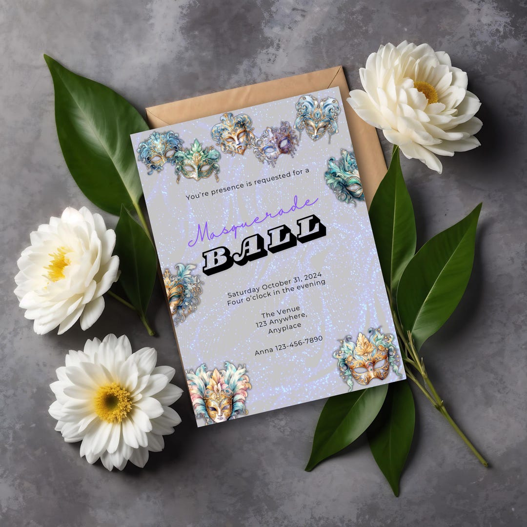 Masquerade Ball Invitation Template- for Birthday, Halloween, or Just ...
