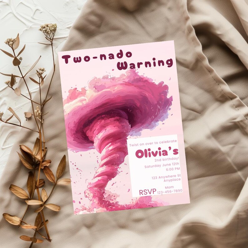 Twonado Birthday Invitation Template, Two-nado 2nd Birthday Party ...