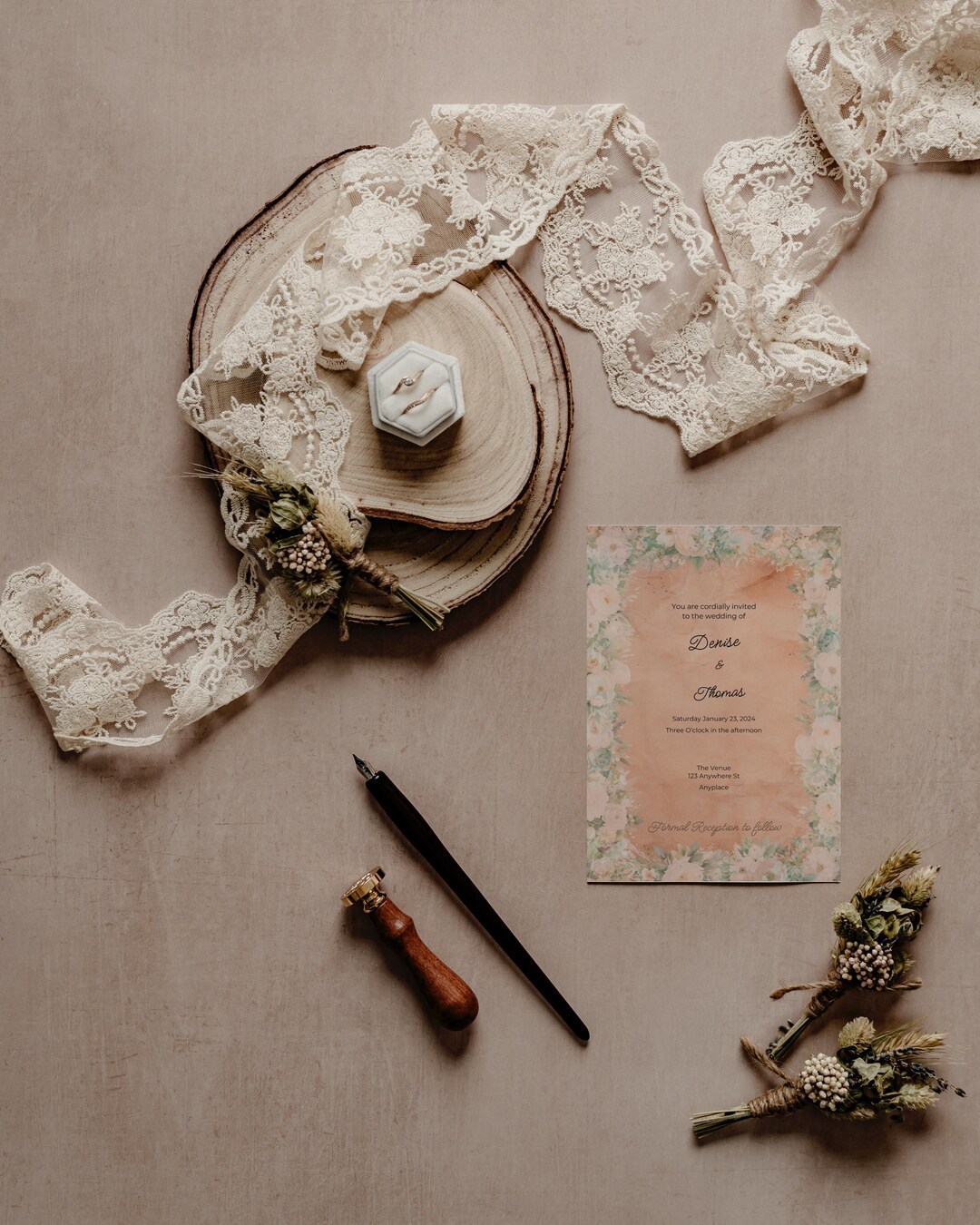 Vintage Floral Theme Wedding Invitation Template Editable in Canva ...