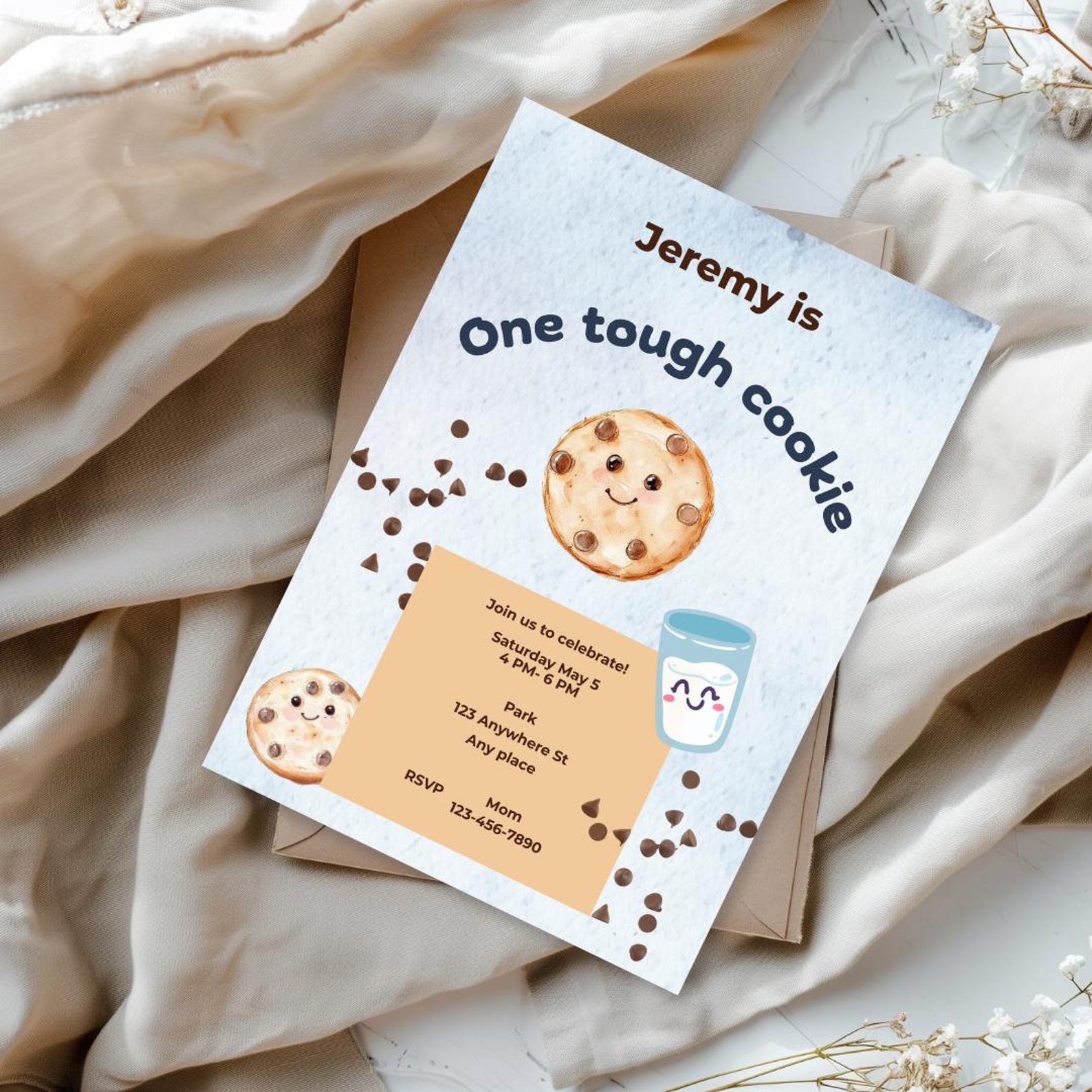 One Tough Cookie Birthday Invitation Template for Kids | Editable ...