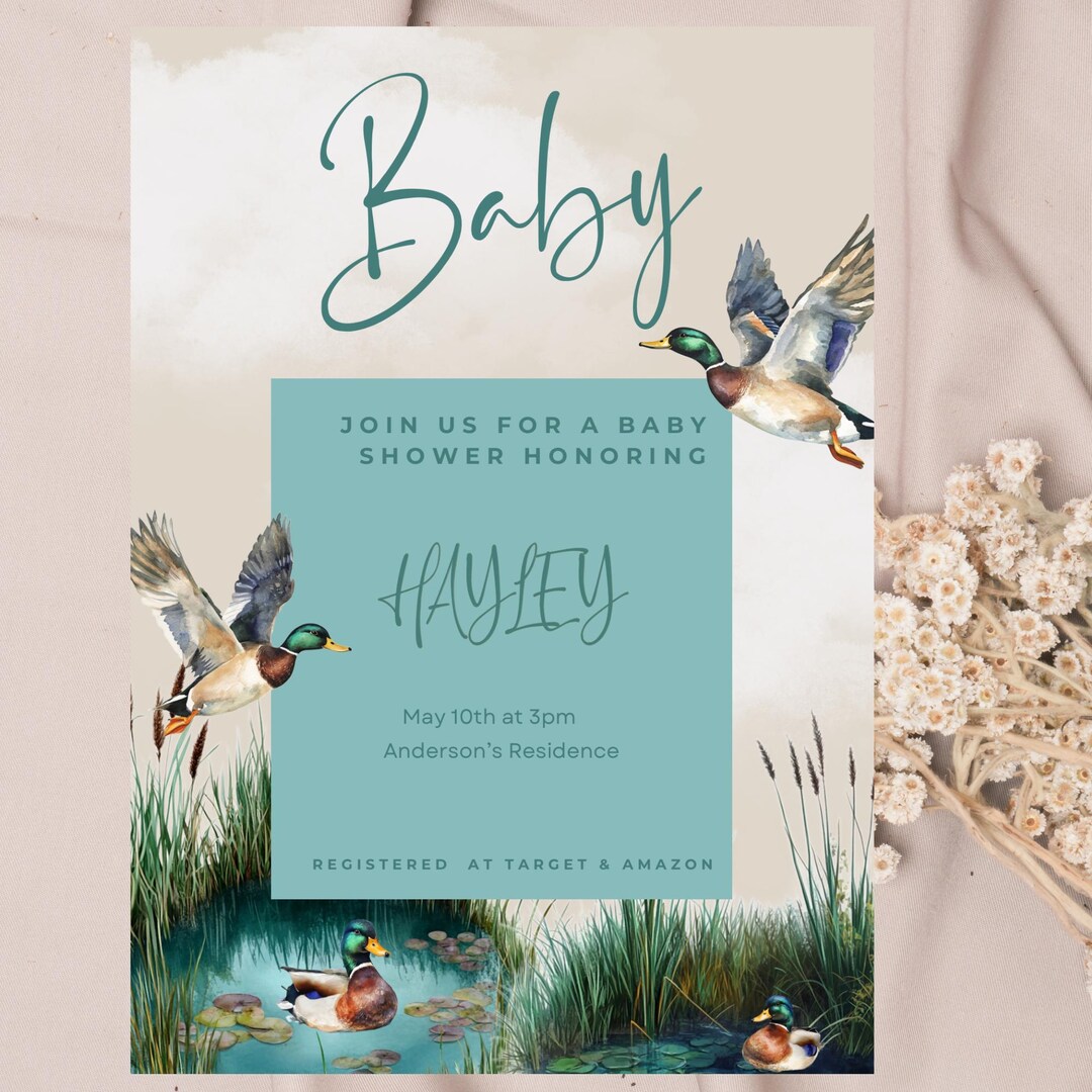 Mallard Duck Baby Shower Invitation Template Editable in Canva ...