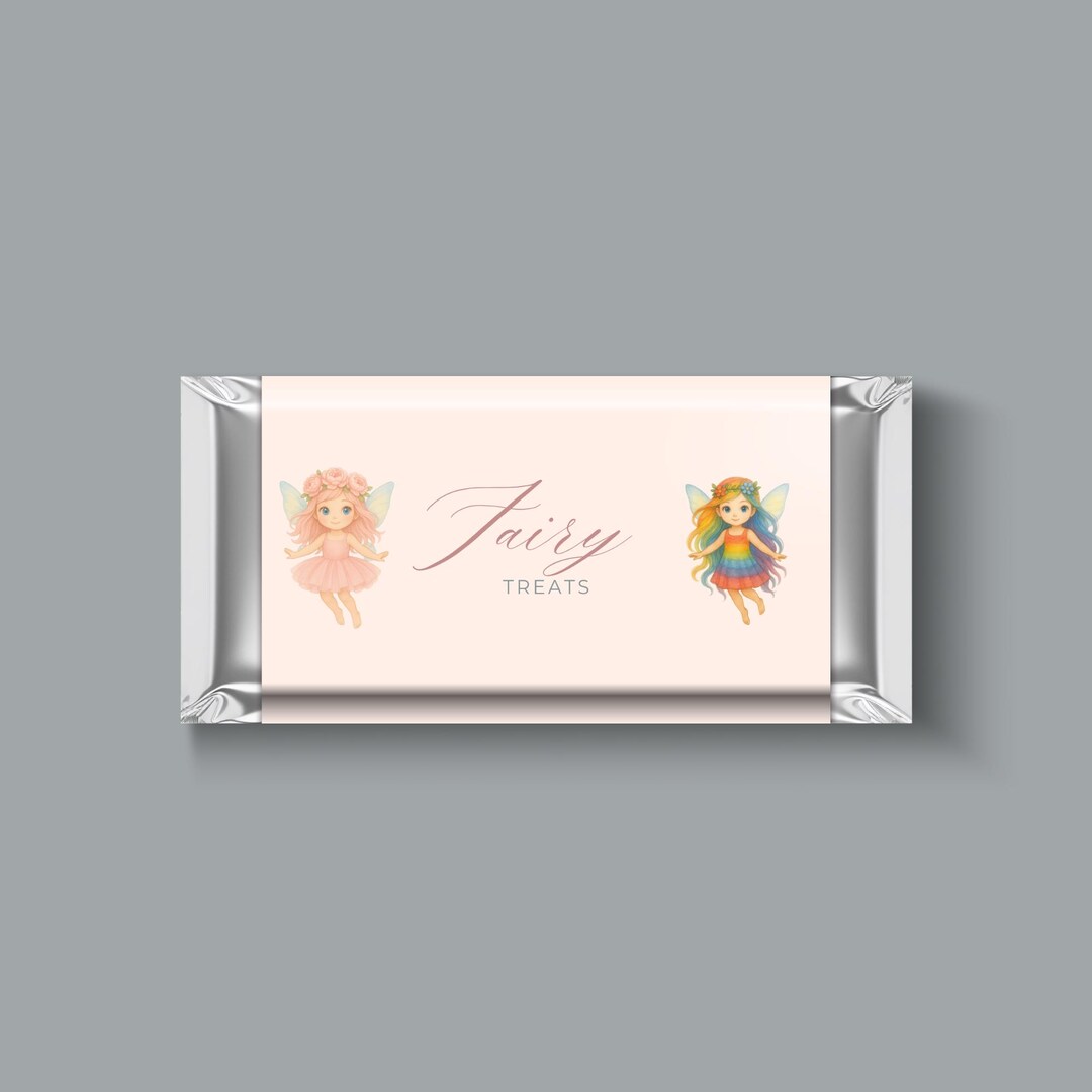 Editable Fairy Birthday Candy Bar Wrapper Template for Canva, Fairy ...