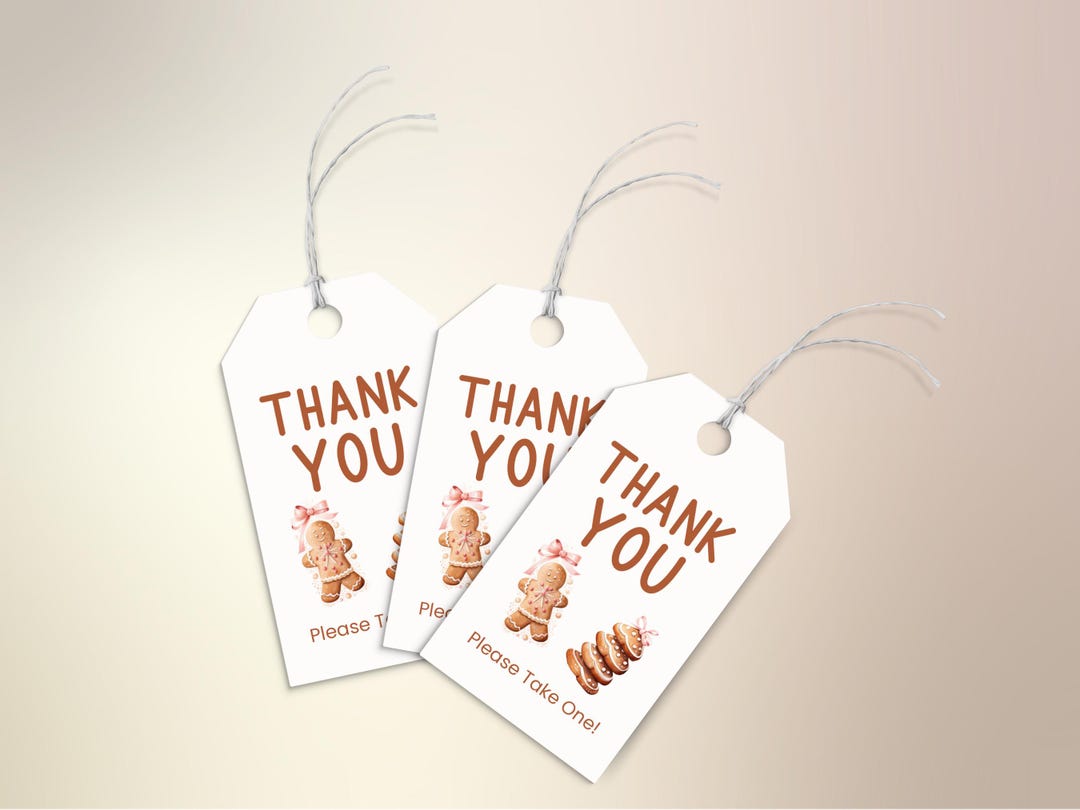 Gingerbread Birthday Thank You Tag, Girl’s Birthday Party, Party Decor ...