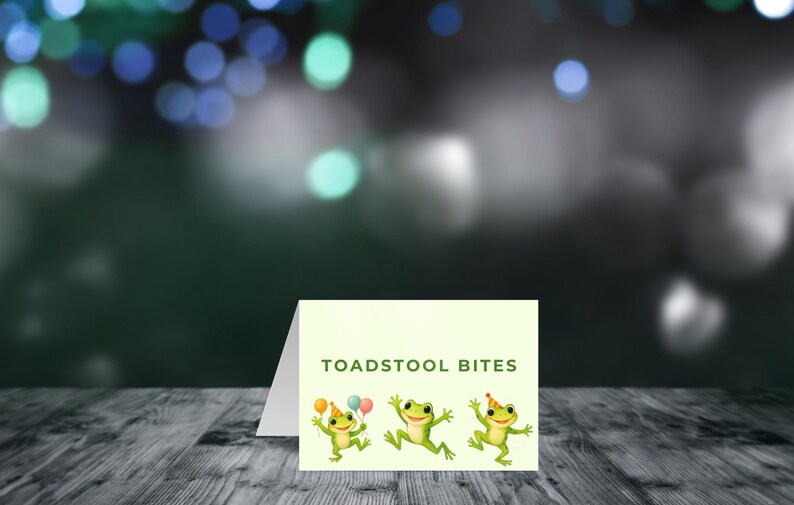 Printable Frog Food Tent Cards for Kids Birthday • Editable Swamp Party ...