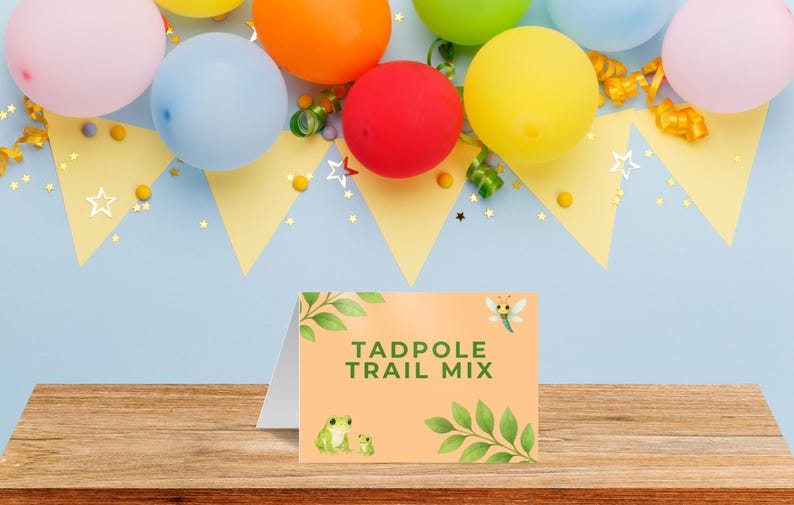 Printable Frog Food Tent Cards for Kids Birthday • Editable Swamp Party ...