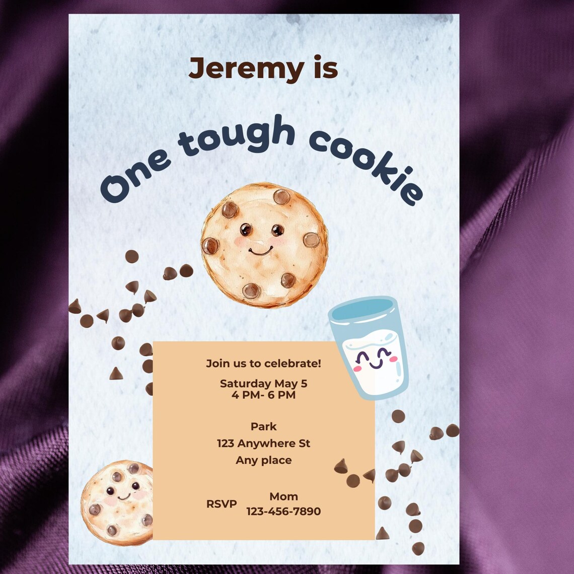 One Tough Cookie Birthday Invitation Template for Kids | Editable ...