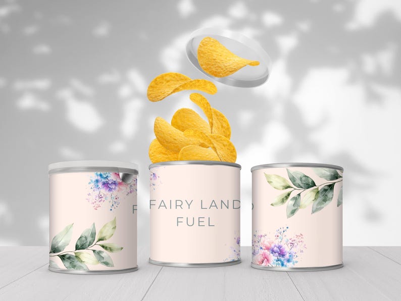 Editable Fairy Birthday Mini Chip Can Label Template for Canva, Fairy ...