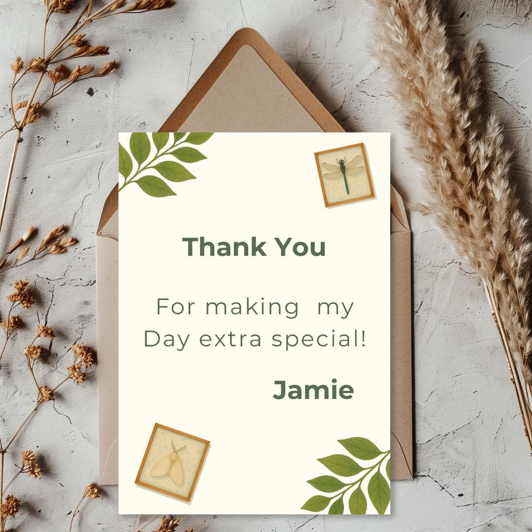 Bug Theme Thank You Card for Kids Birthday Party Printable Nature ...