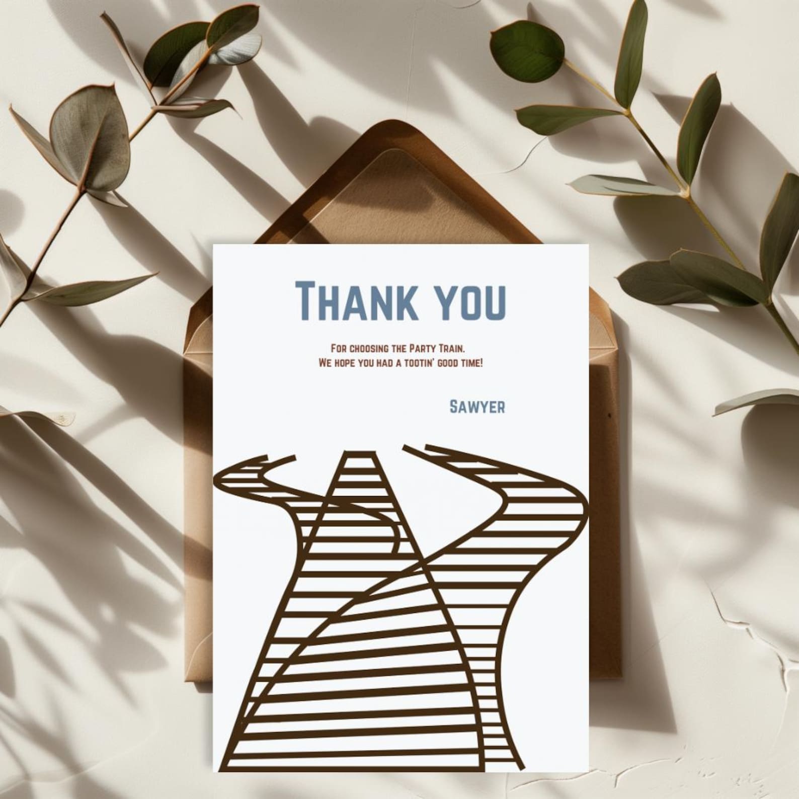 Train Birthday Thank You Card, Train Themed Birthday Party, Boys Party ...