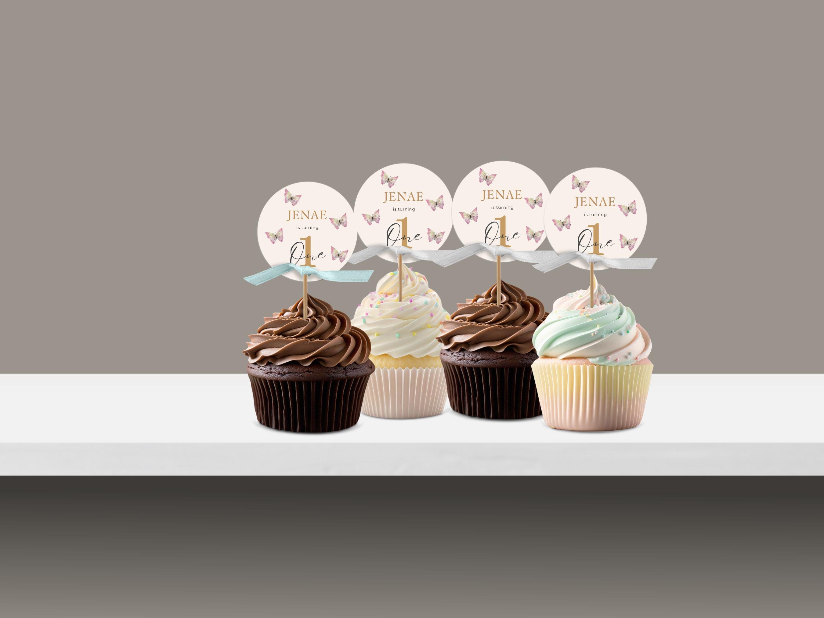 Butterfly Cupcake Topper Template | Editable Canva Design | 2"x2 ...