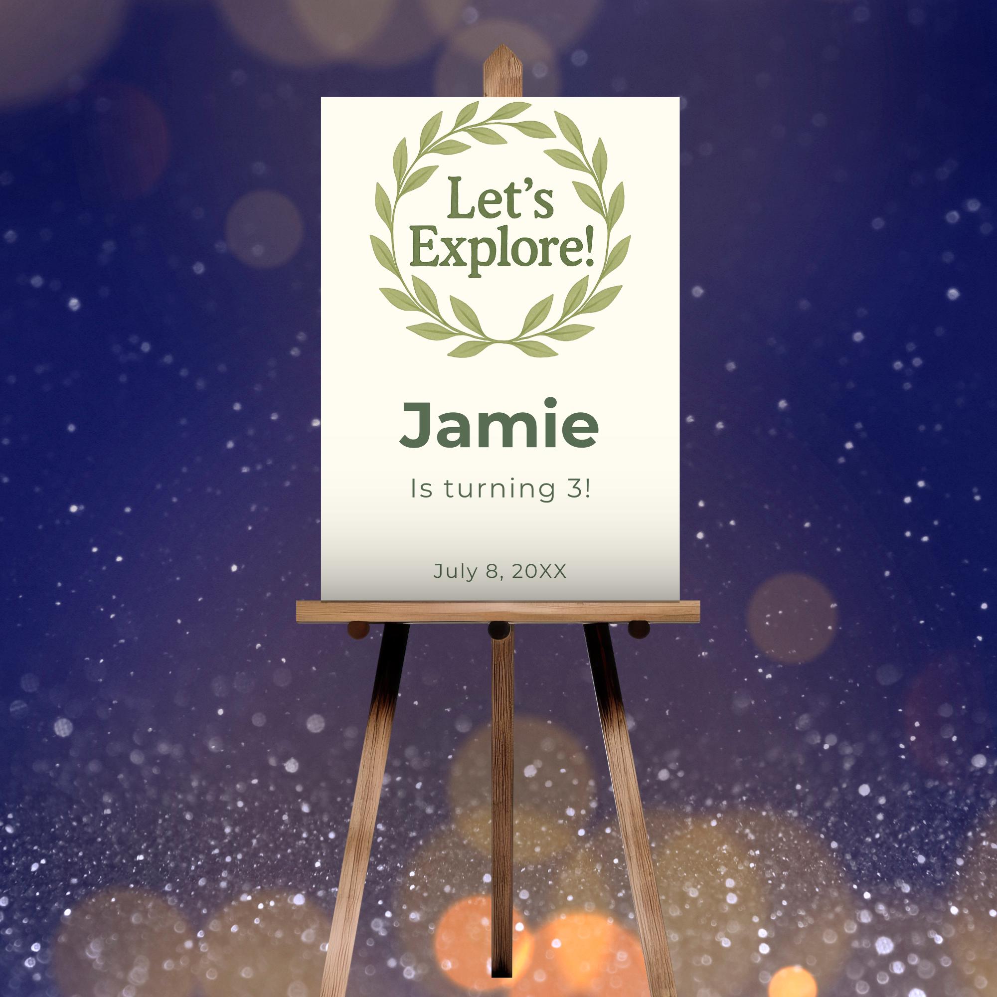 Editable Let’s Explore Bug Party Welcome Sign for Kids, Canva Printable ...