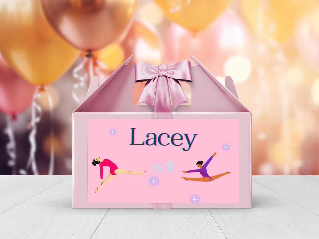 Tumbling Birthday Gable Box Label Printable Gymnast Party Favor ...