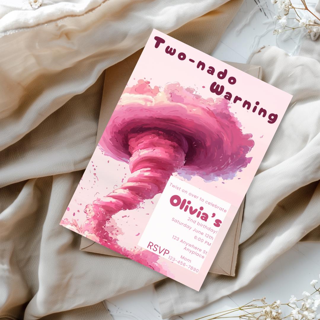 Twonado Birthday Invitation Template, Two-nado 2nd Birthday Party ...