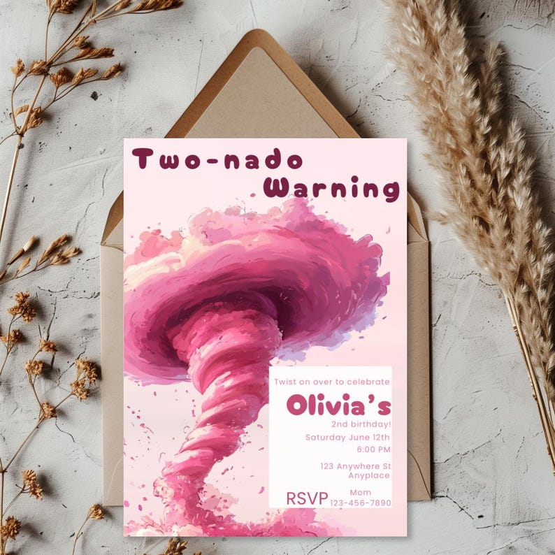 Twonado Birthday Invitation Template, Two-nado 2nd Birthday Party ...