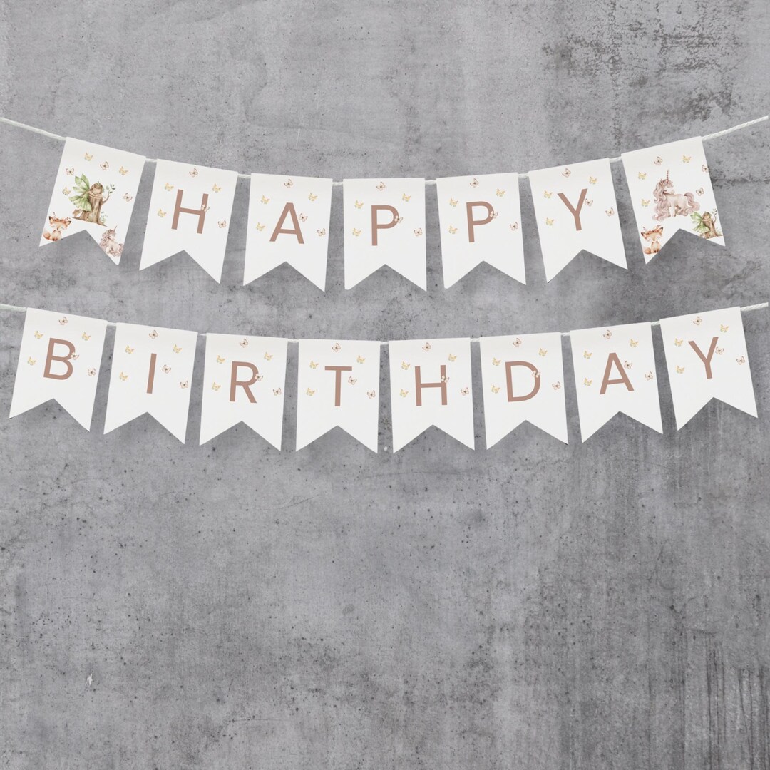Boho Fairy Bunting Banner for First Birthday- Editable in Canva ...