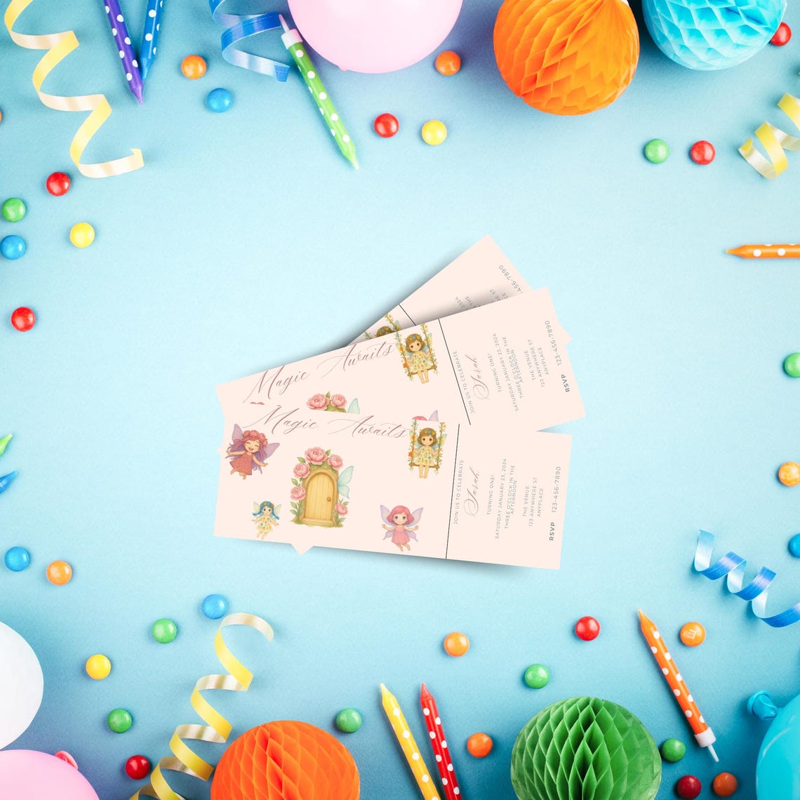 Fairy Ticket Birthday Invitation Template for Girls Editable Party ...