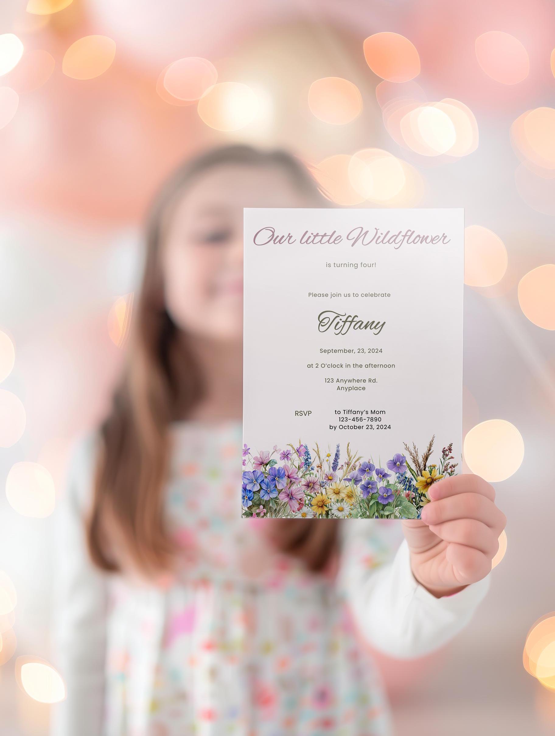 Wildflower Birthday Invitation Printable Floral Girls Party Invite Our ...