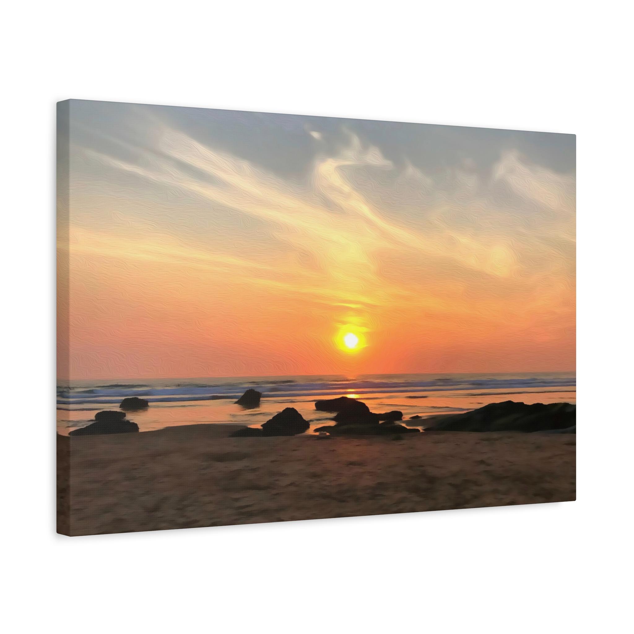 Photographic Art. Oil Effect. Beach Sunset Scene. Wall Art. Canvas ...