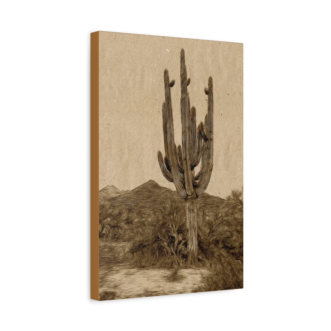 Photographic Art. Pencil Sketch Effect. Desert Scene. Cactus. Wall Art ...