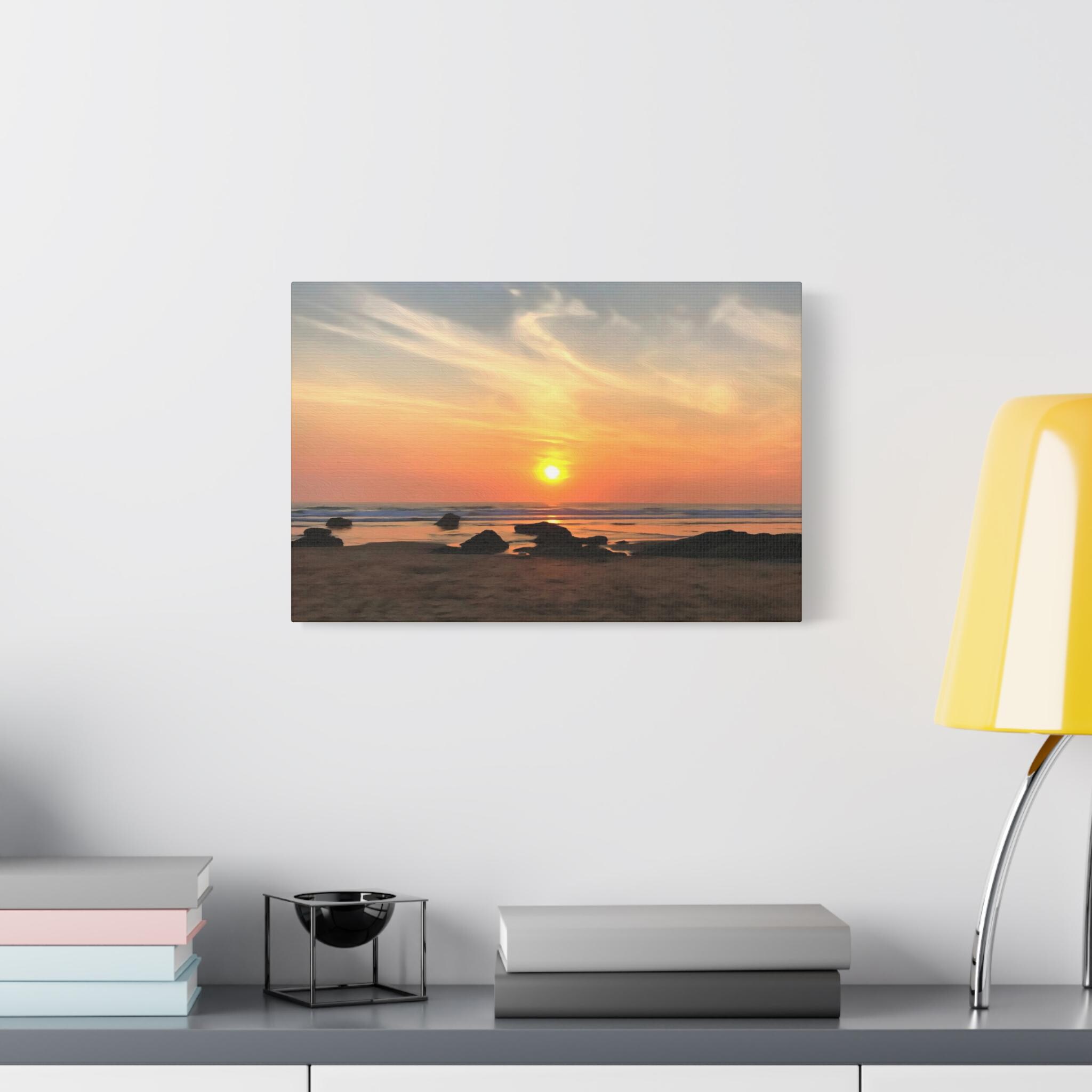 Photographic Art. Oil Effect. Beach Sunset Scene. Wall Art. Canvas ...