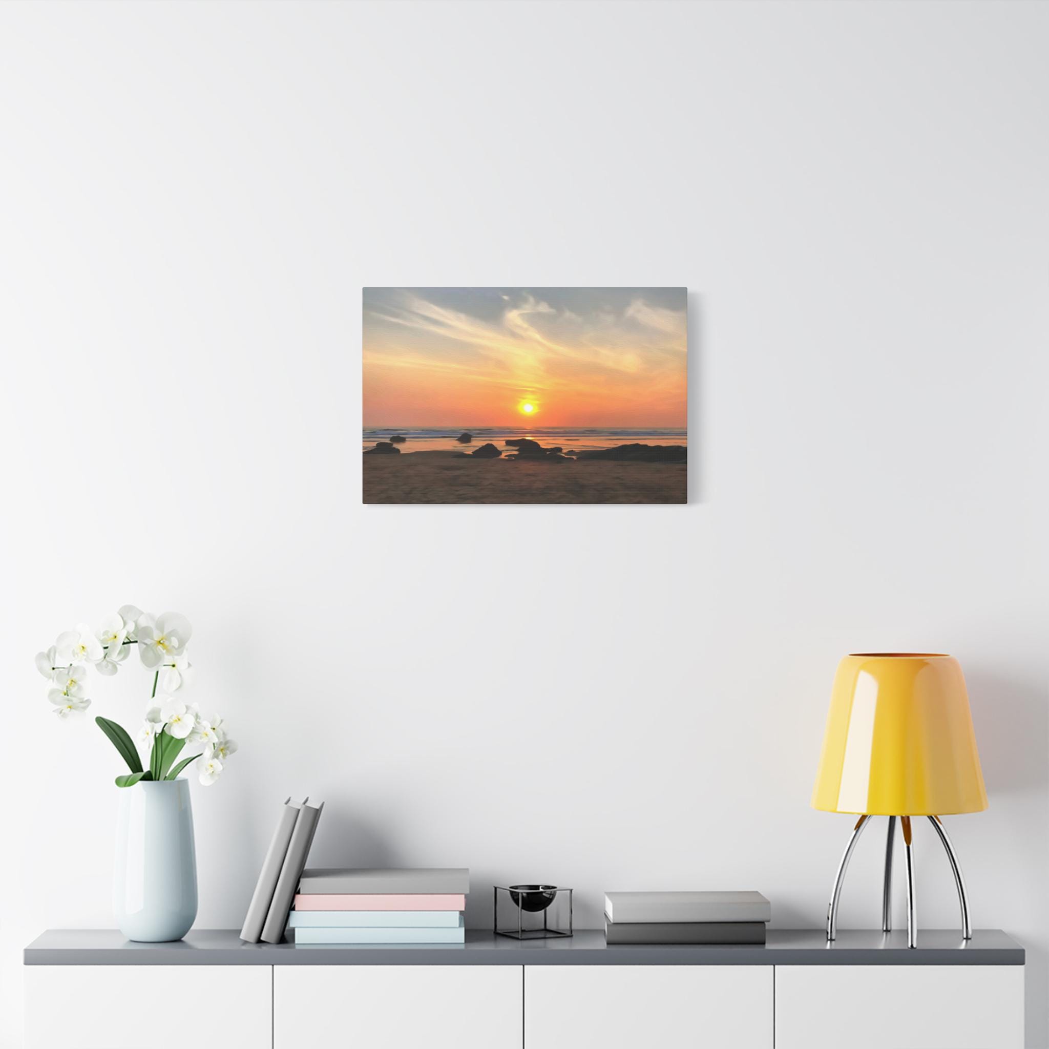 Photographic Art. Oil Effect. Beach Sunset Scene. Wall Art. Canvas ...