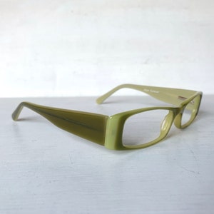 1990's Narrow Skinny Acetate Rectangular Vintage Broccoli Green Bright ...