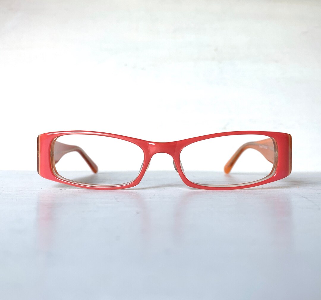 1990's Narrow Skinny Acetate Rectangular Vintage Crayon Melon Orange ...