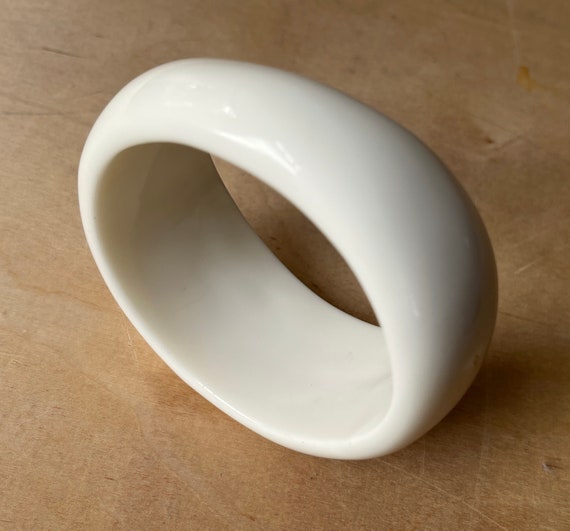 Heavy 40’s French Bakelite Asymmetrical Ivory Galalit… - Gem