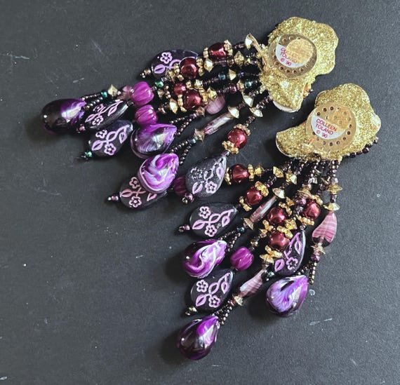 Vintage Colleen Toland 90s Beaded Murano Glass Dangle… - Gem