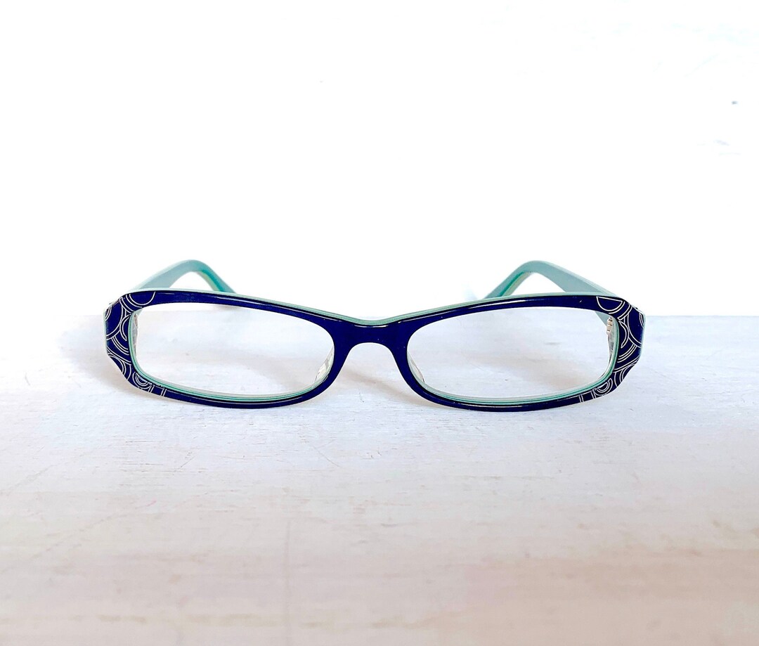 Vintage Skinny Eyeglass Frames Navy Acetate Narrow Sleek Rectangular ...